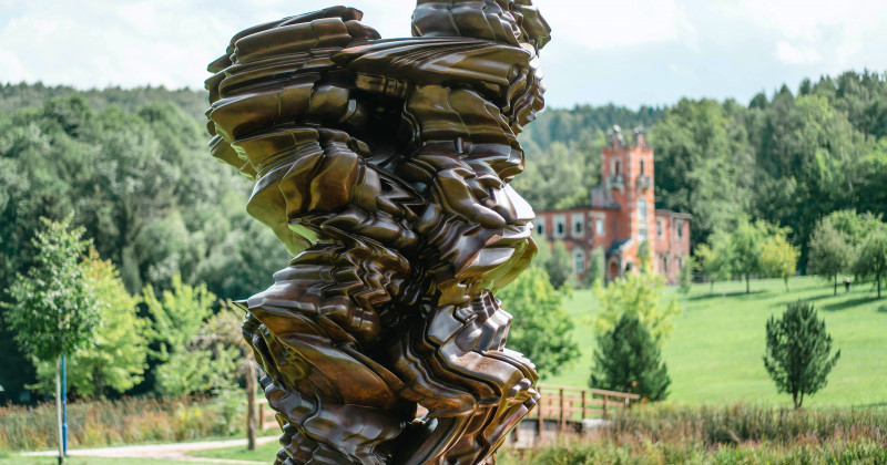 Tony Cragg's sculpture Stack at the Purple Path, Chemnitz, Germany